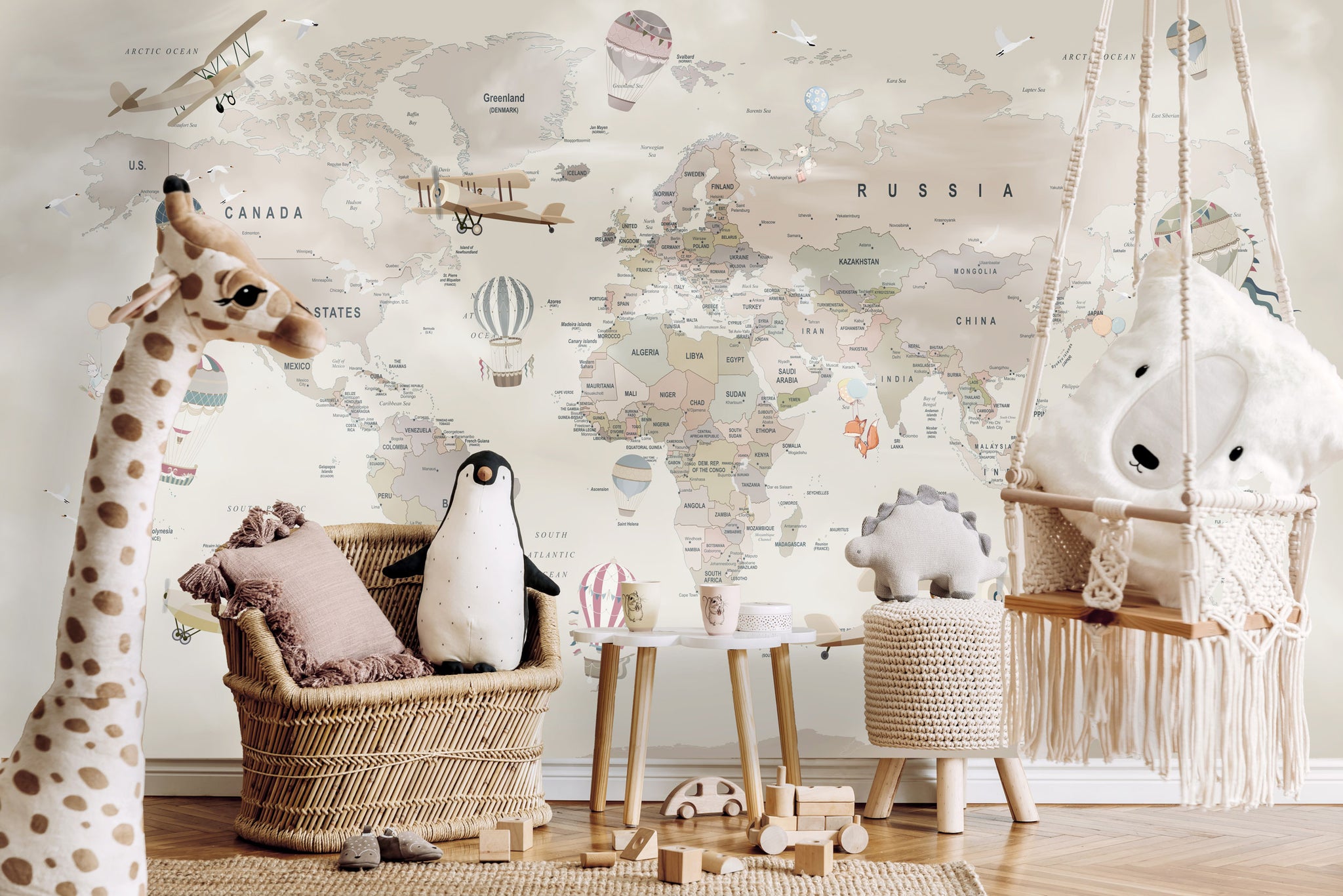 Beige Kids Map Mural – Wallpaper Warehouse SA