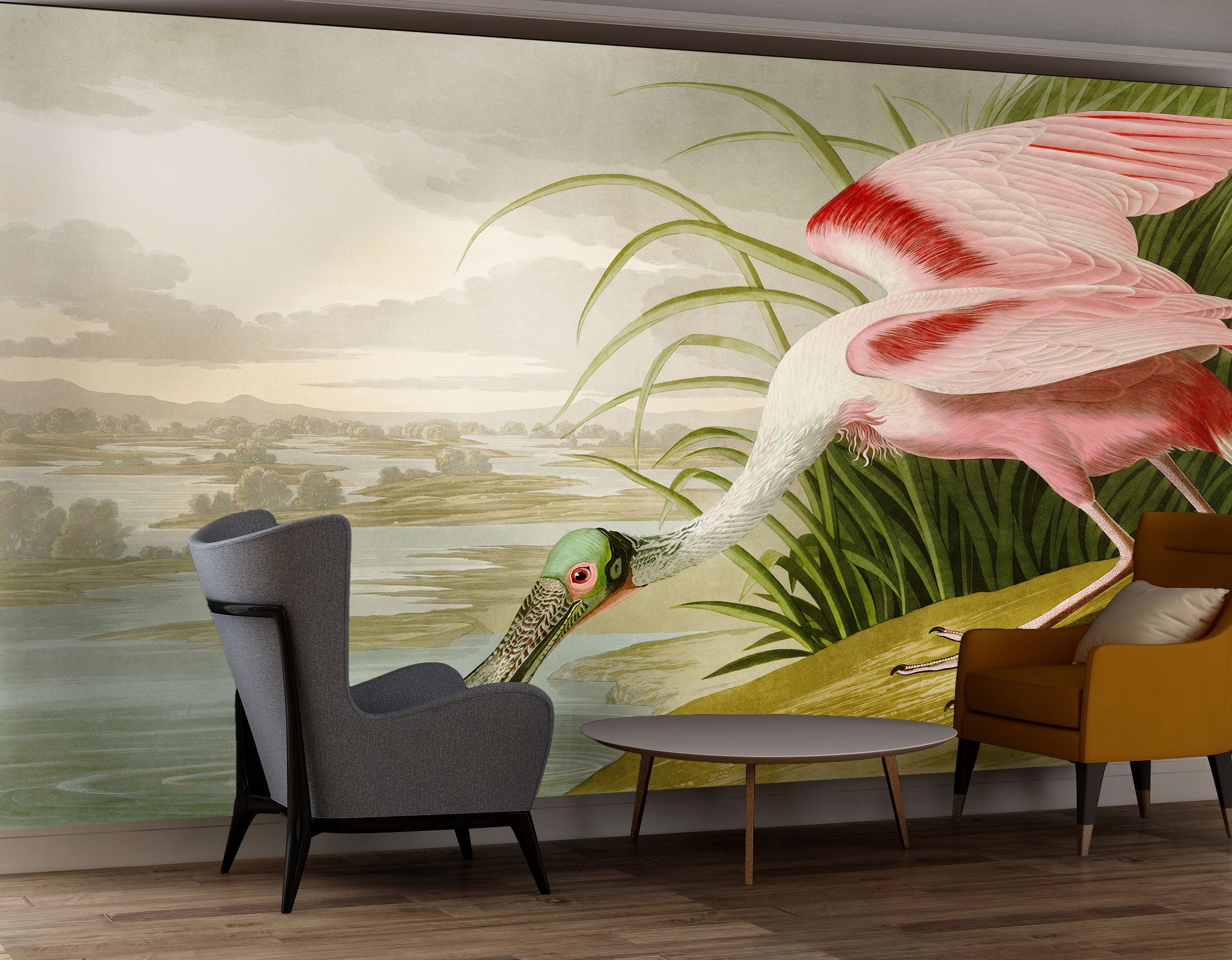 Blushing Spoonbill Mural – Wallpaper Warehouse SA