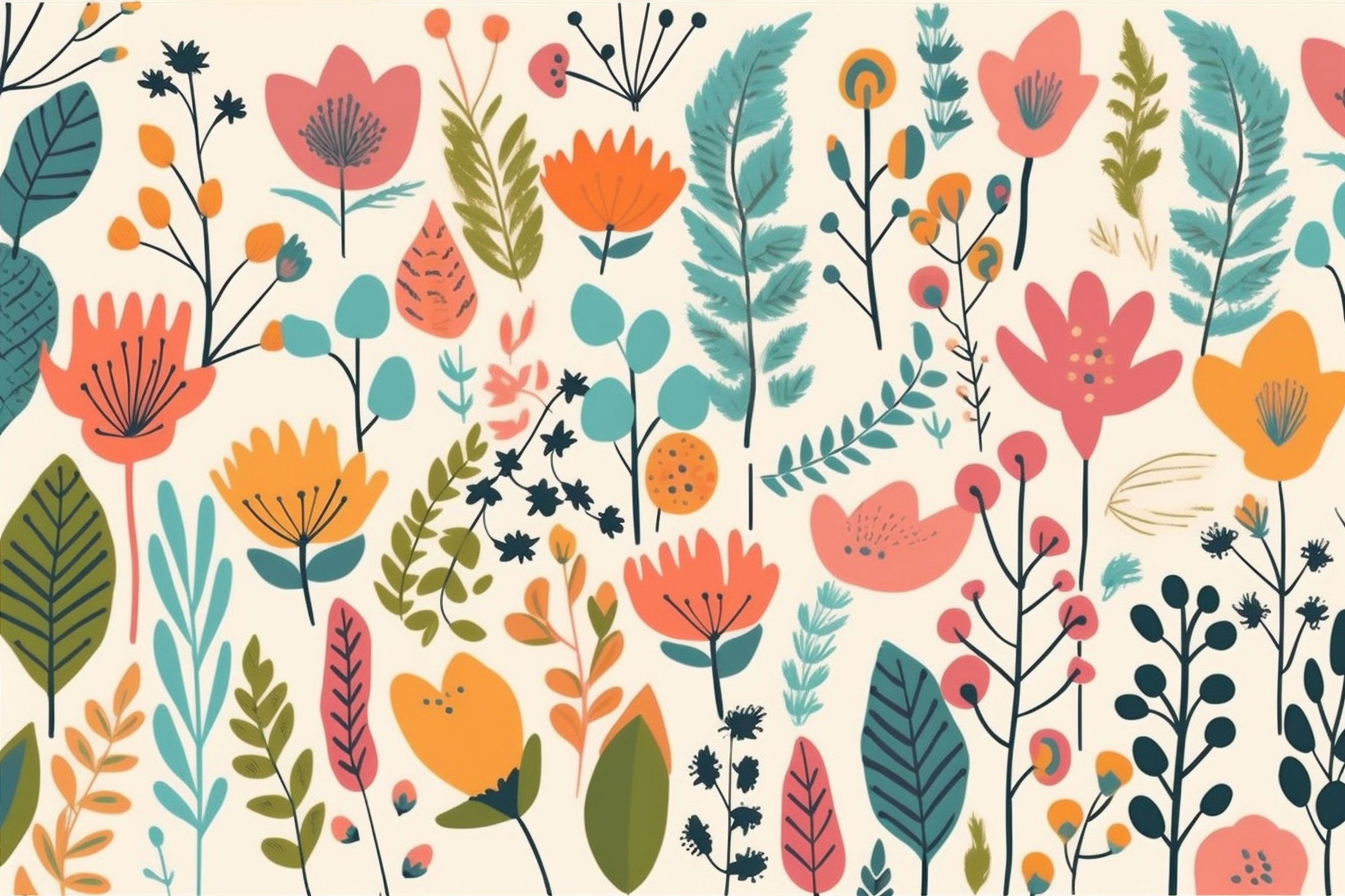 Bright Botanical Blooms Mural – Wallpaper Warehouse SA