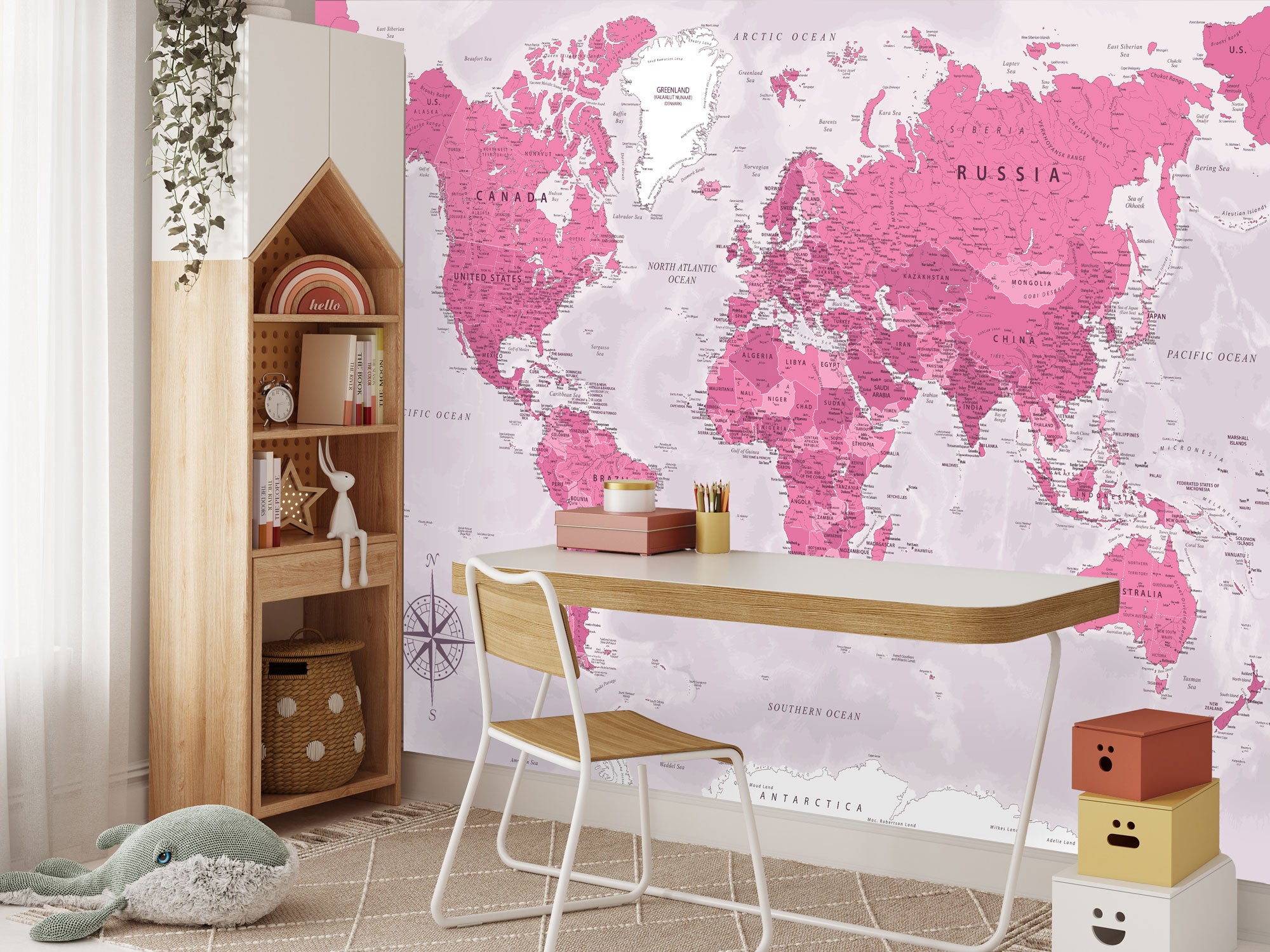 Bright Pink Map Mural – Wallpaper Warehouse SA